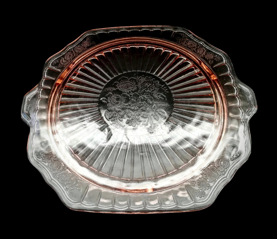 Pink Square Footed Plate Depression Glass Platter With - Etsy