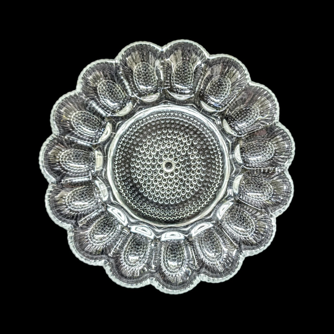 Glass Deviled Egg Serving Platter Anchor Hocking 15 Eggs Holder - Etsy
