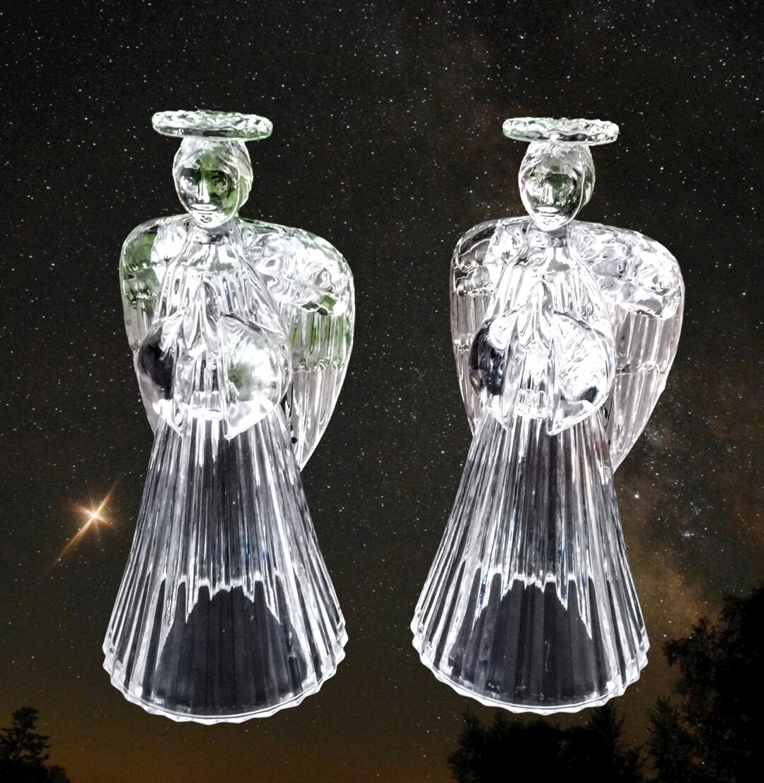 Avon Angels Crystal Candle Holders ~ Set of 2 - Etsy Canada