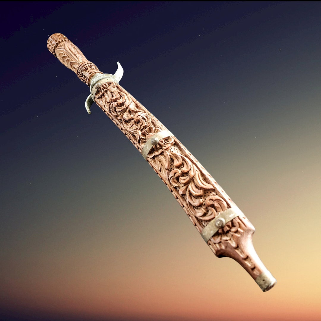 Imperial Thai Dha Sword With Detailed Floral Teak Wood Carved - Etsy