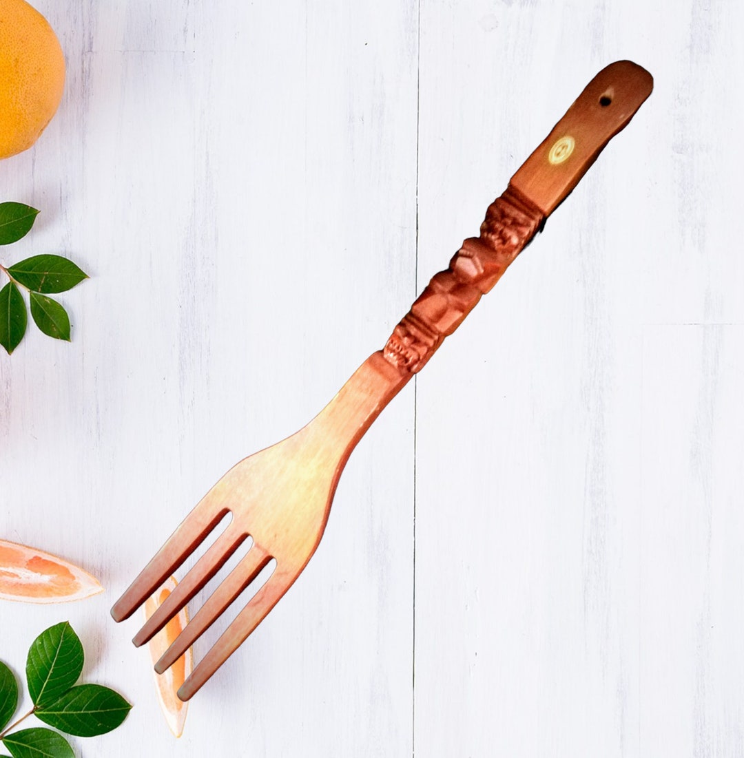 Wooden Kitchen Fork ~ 22" ~ Huge Hand Carved Monkey Pod Wall Hanging - Etsy