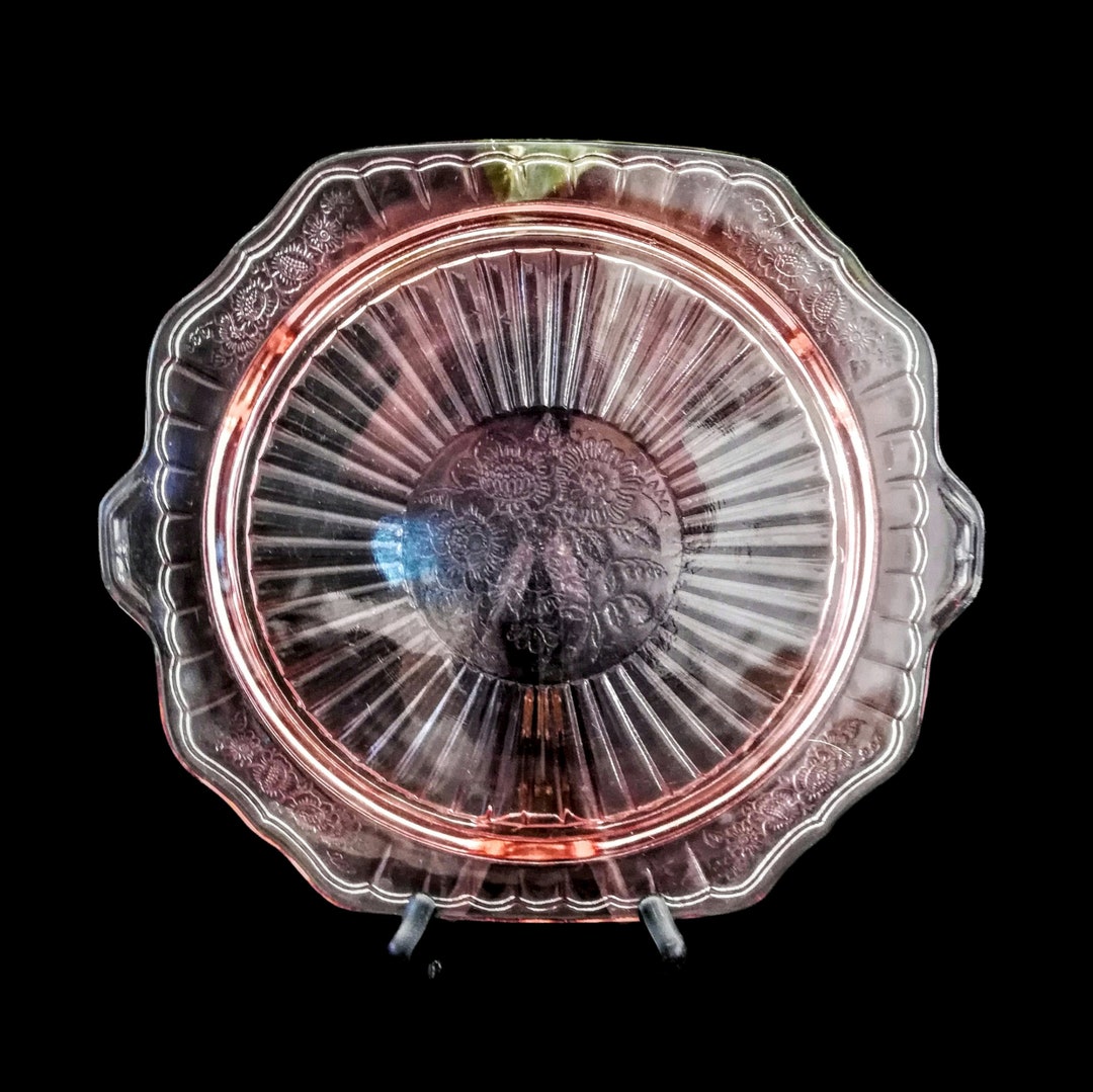 Pink Square Footed Plate Depression Glass Platter With Handles - Etsy