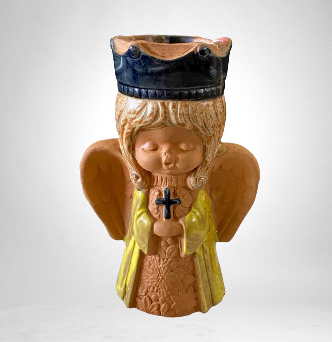 Angel Candle Holder ~ Vintage German Clay Choir Figurine - Etsy