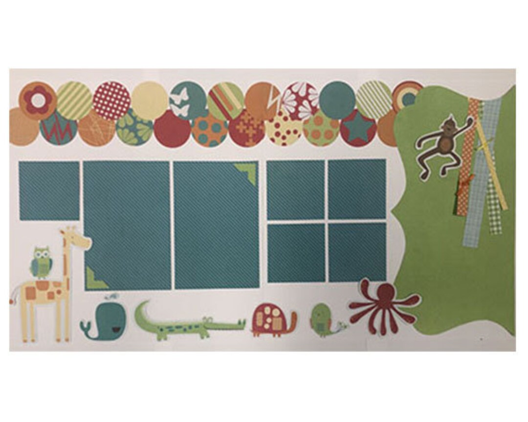 Animals and Circles Zoo Circus Scrapbook Page Kit - Etsy