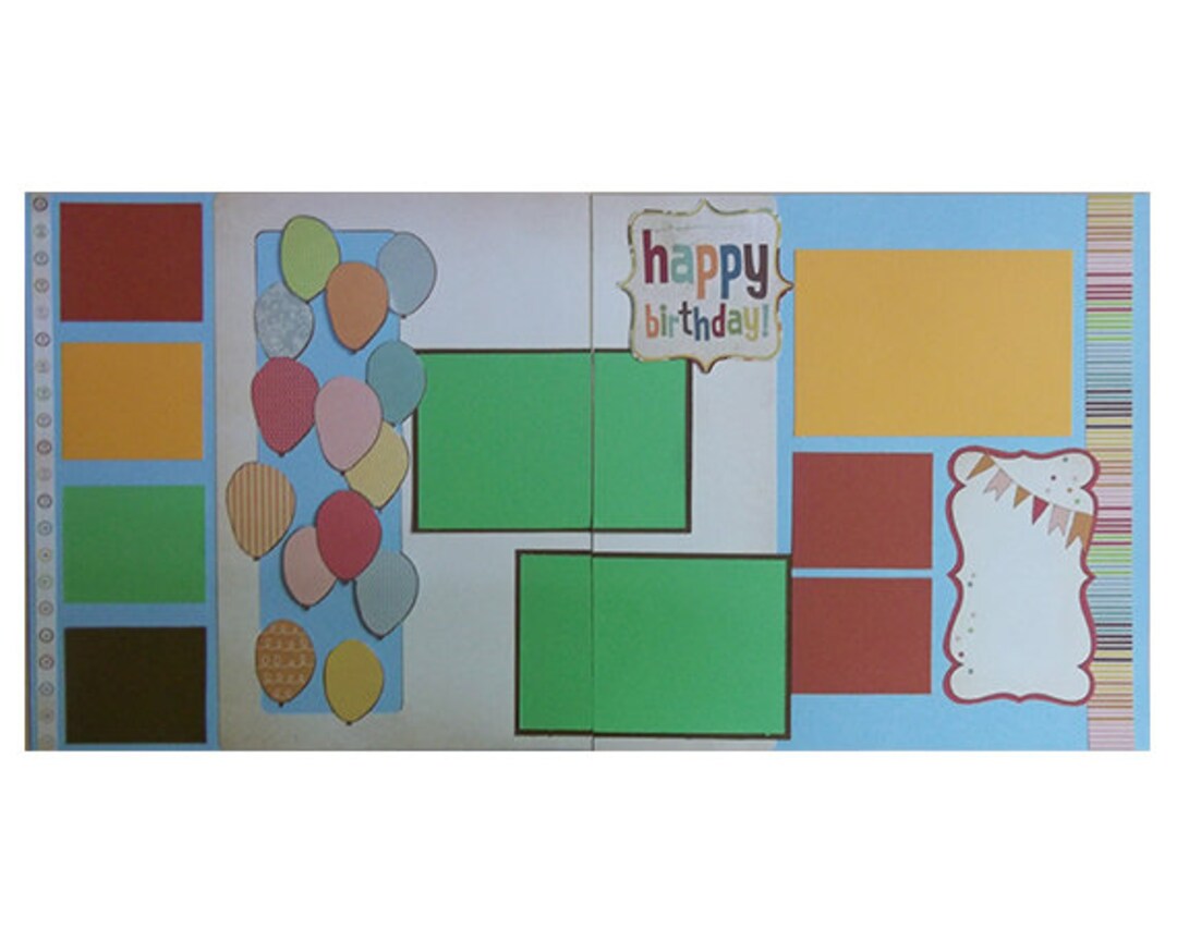 Happy Birthday Balloons Scrapbook Page Kit - Etsy