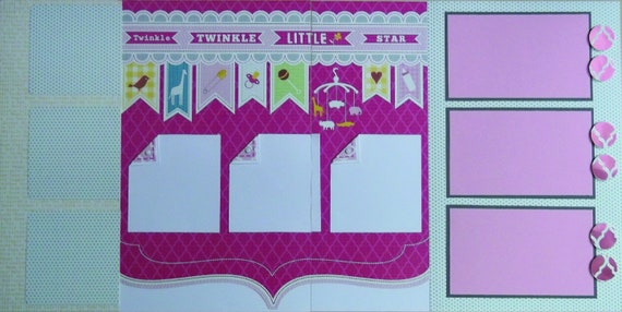 Baby Girl Mobile Scrapbook Page Kit - Etsy