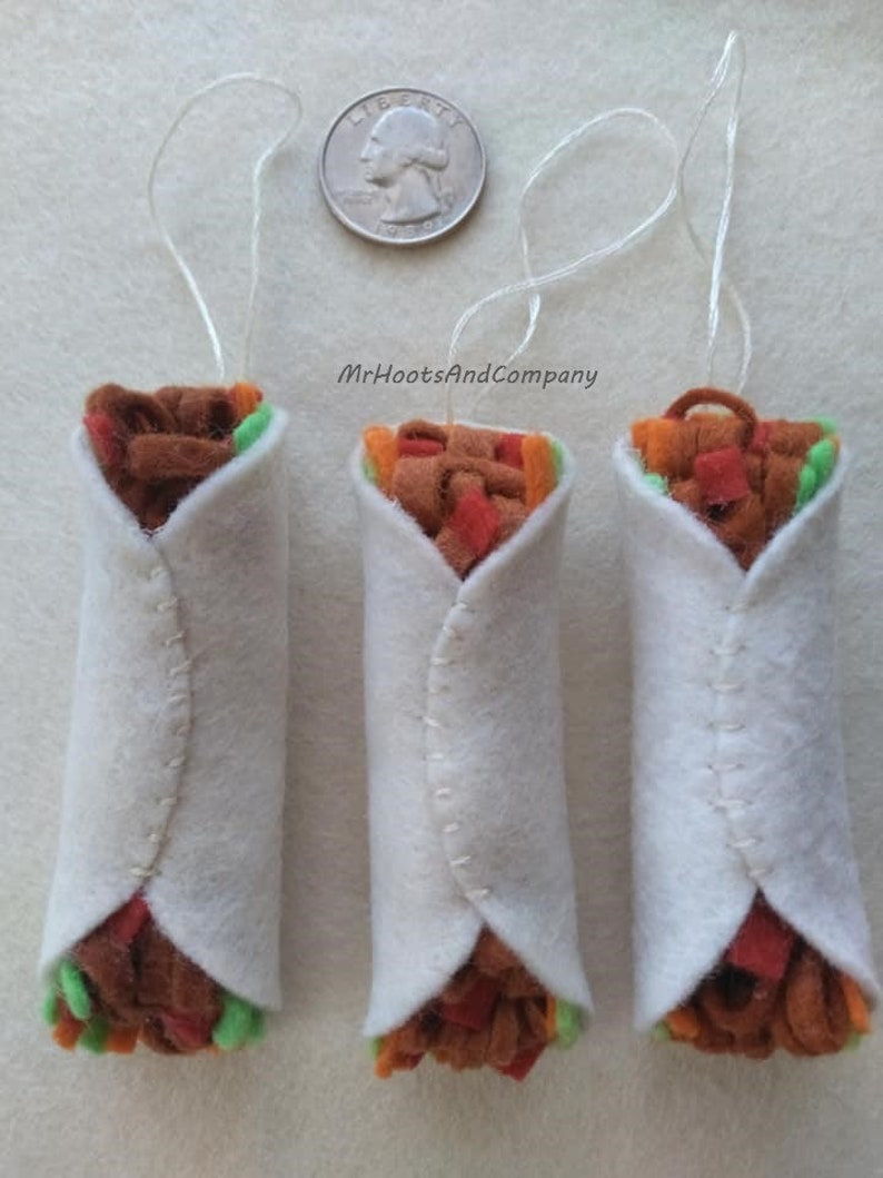 Handmade Felt Taco and Burrito Ornaments - Etsy