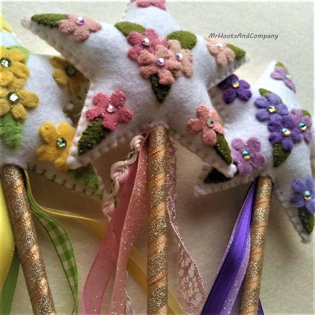 Handmade Felt Flower Wands Flower Girl Wands - Etsy