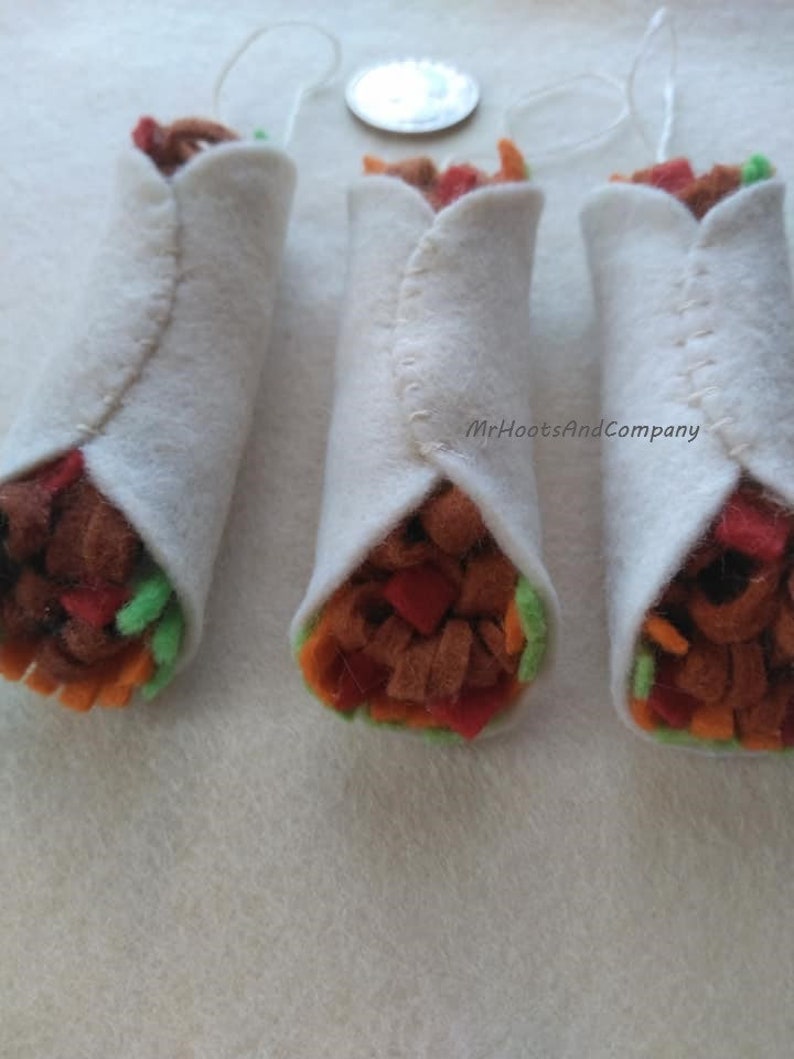 Handmade Felt Taco and Burrito Ornaments - Etsy