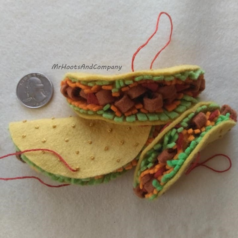 Handmade Felt Taco and Burrito Ornaments - Etsy