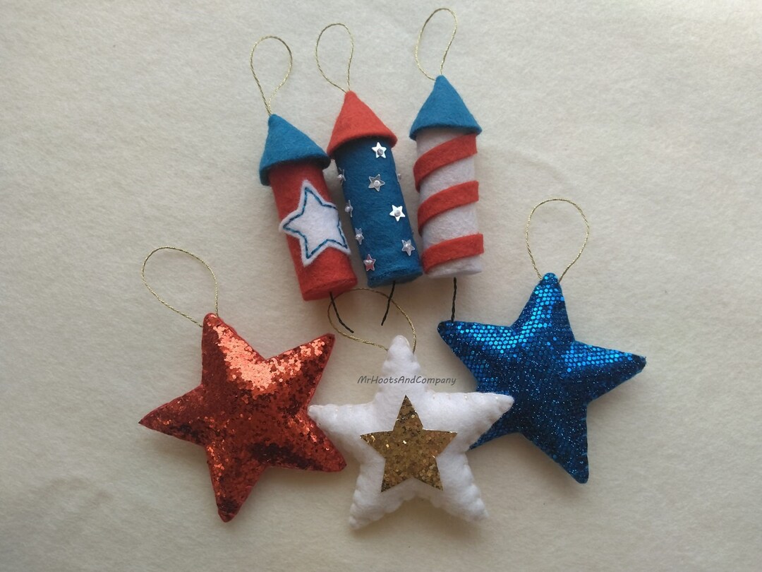 Handmade Felt Patriotic Mini Tree Ornaments - Etsy