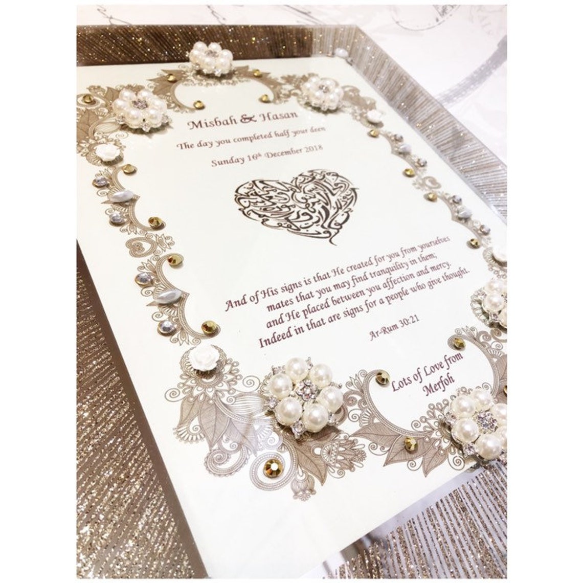 Islamic Gift Wedding Nikkah Personalised Islamic Calligraphy - Etsy