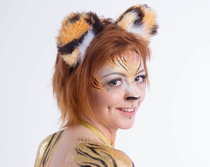 Fluffy Tiger Tail and Ear Headband Set. Stripey Tigger Animal - Etsy