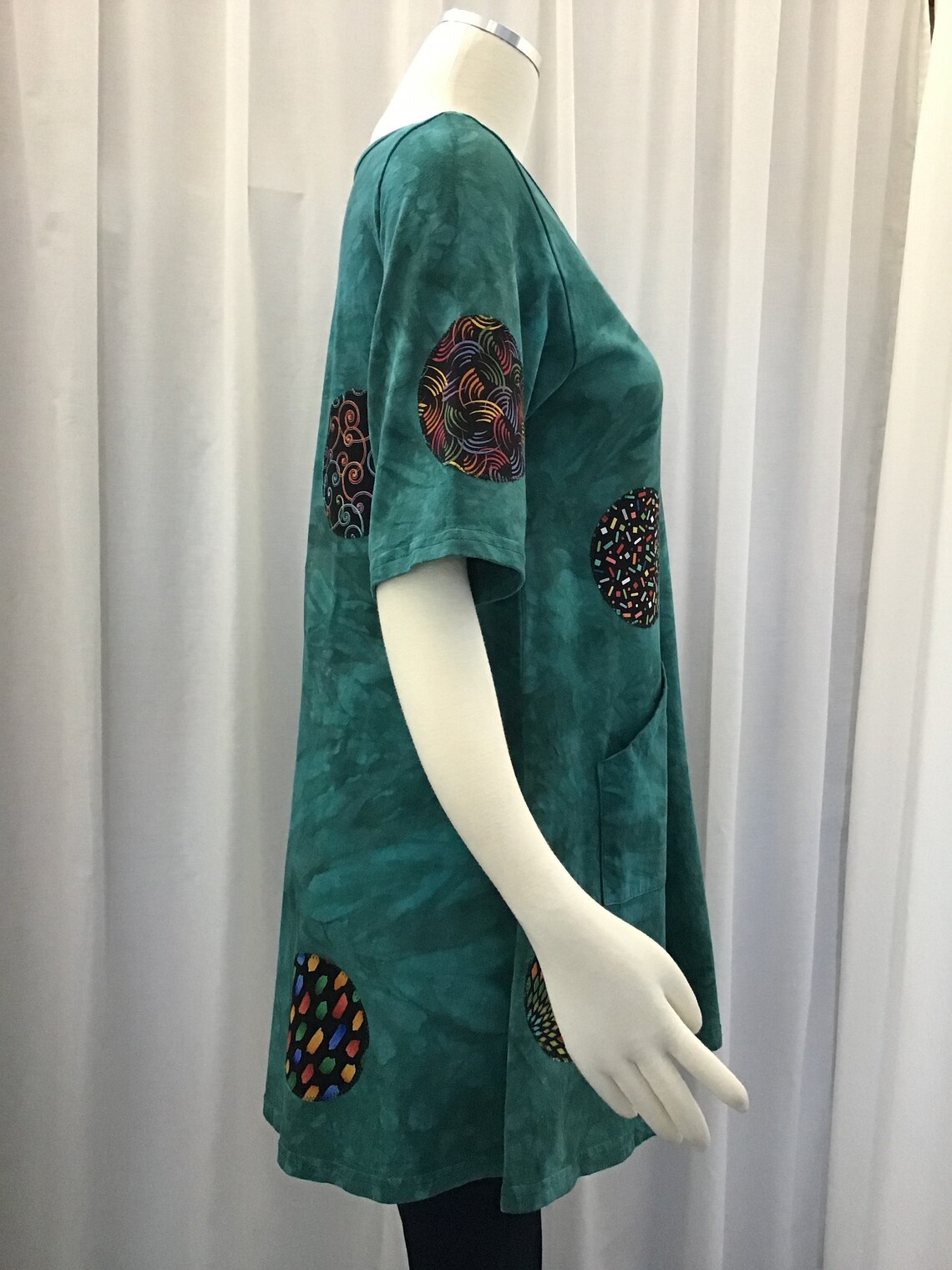 Green Tunic Top With Slant Pocket & Elbow Length Sleeves | Etsy