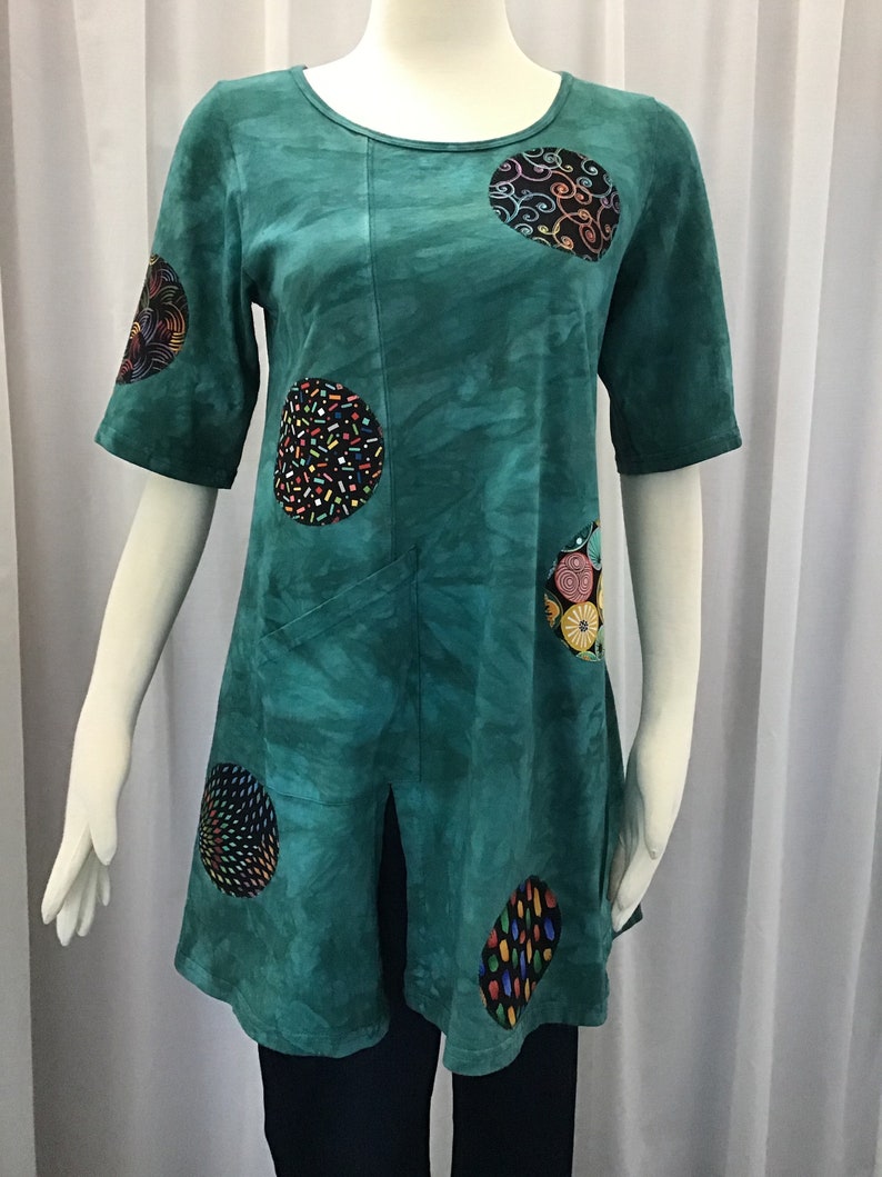 Green Tunic Top With Slant Pocket & Elbow Length Sleeves | Etsy