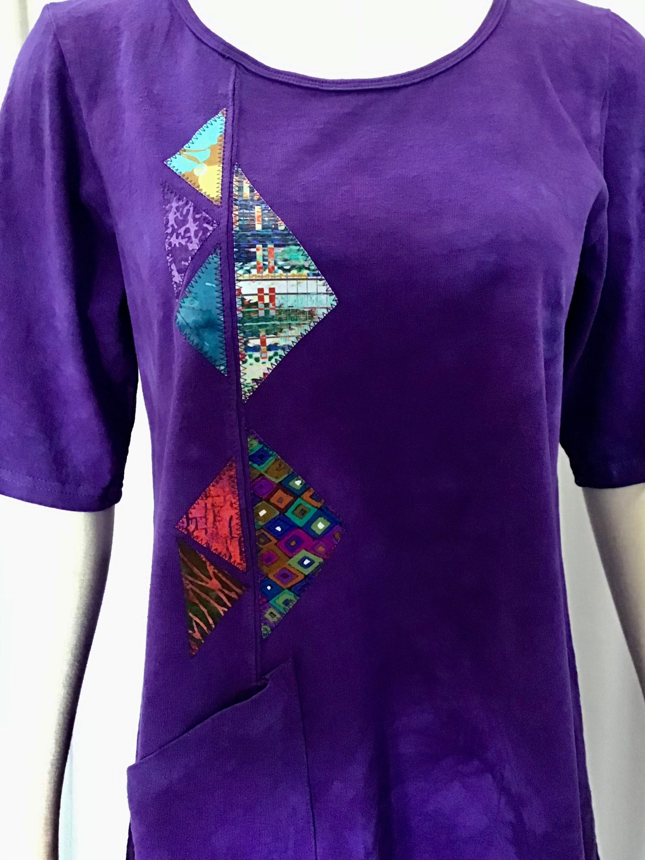 Purple Tunic Top With Slant Pocket & Elbow Length Sleeves - Etsy