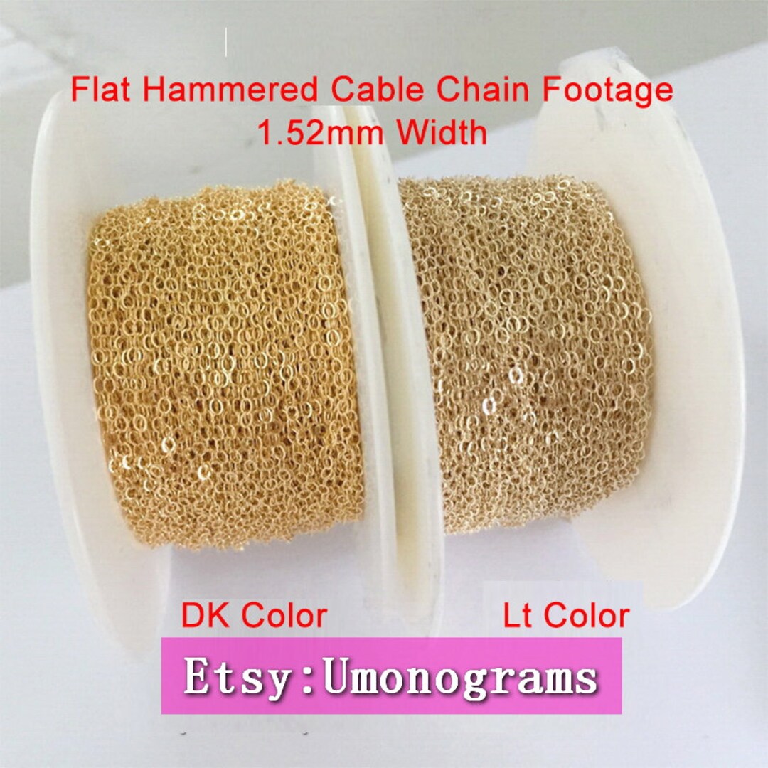 14K Gold Filled Flat Hammered Cable Chain Footage 1.52mm Width - Etsy