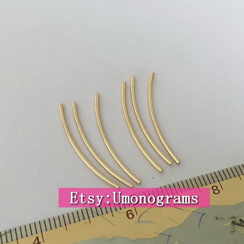 14K Yellow Gold Filled 1mm Smooth Curved Tube 10/15/20/25mm Length 0 ...