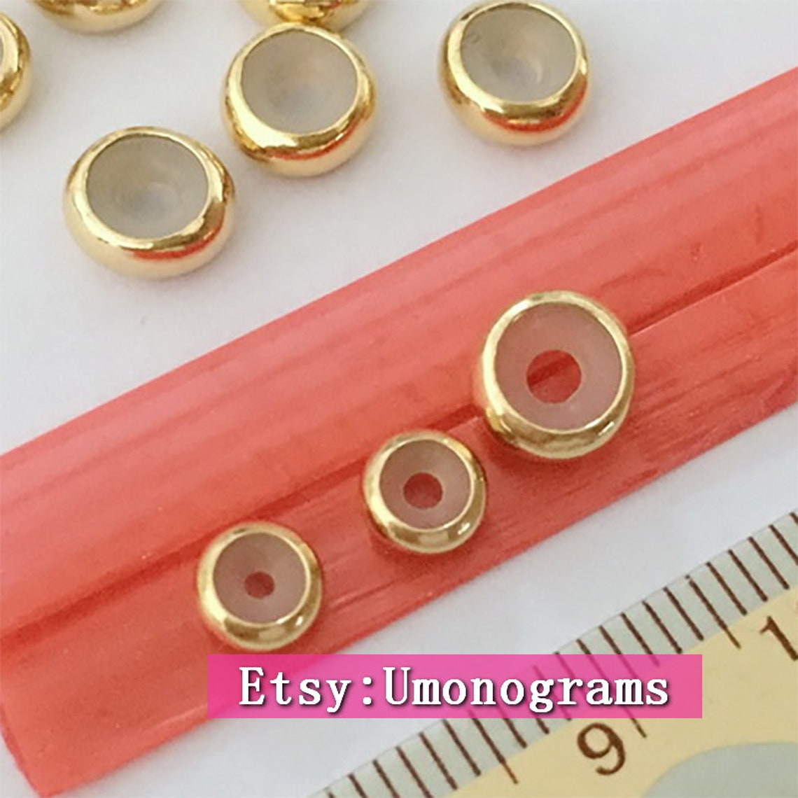 14K Yellow Gold Filled Silicone Roundel Stopper Bead Stopper - Etsy