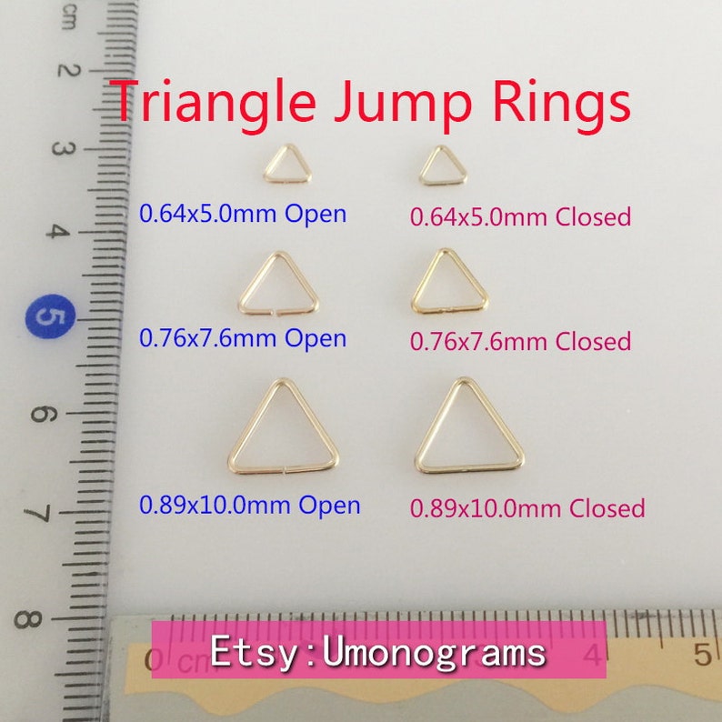 14K Gold Filled Jump Rings Triangle 5/7.6/10mm Open Component - Etsy