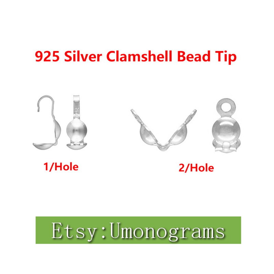 925 Sterling Silver Clamshell Bead Tip, Shiny Wheel Cover Bead, Made in ...
