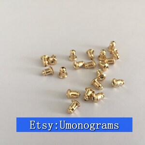 Brass With Gold Plated 14K Silicone Bullet Ear Nuts Earring Back Clutch ...