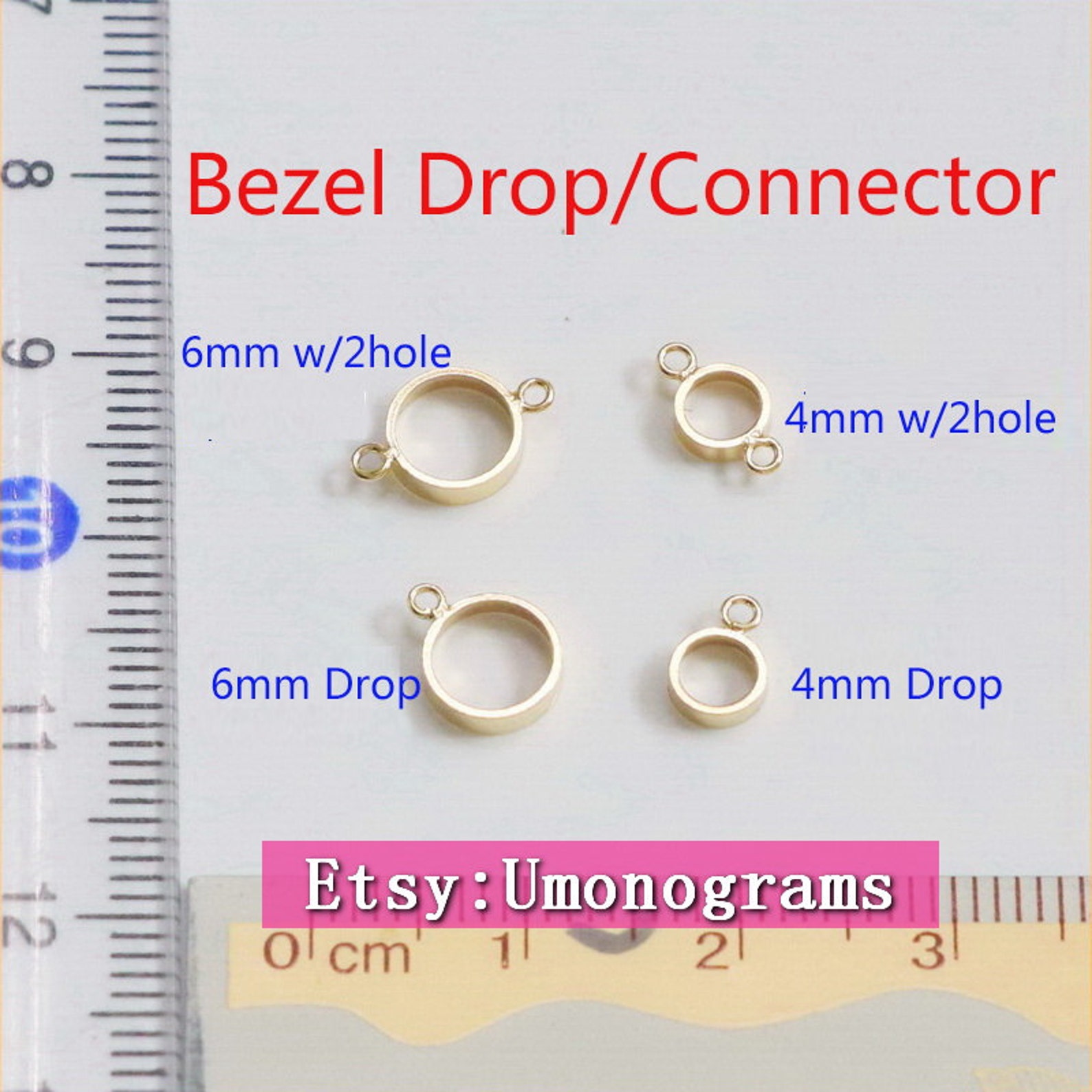 14K Gold Filled Bezel Drop Connector 3/4/6mm Components Wholesale ...