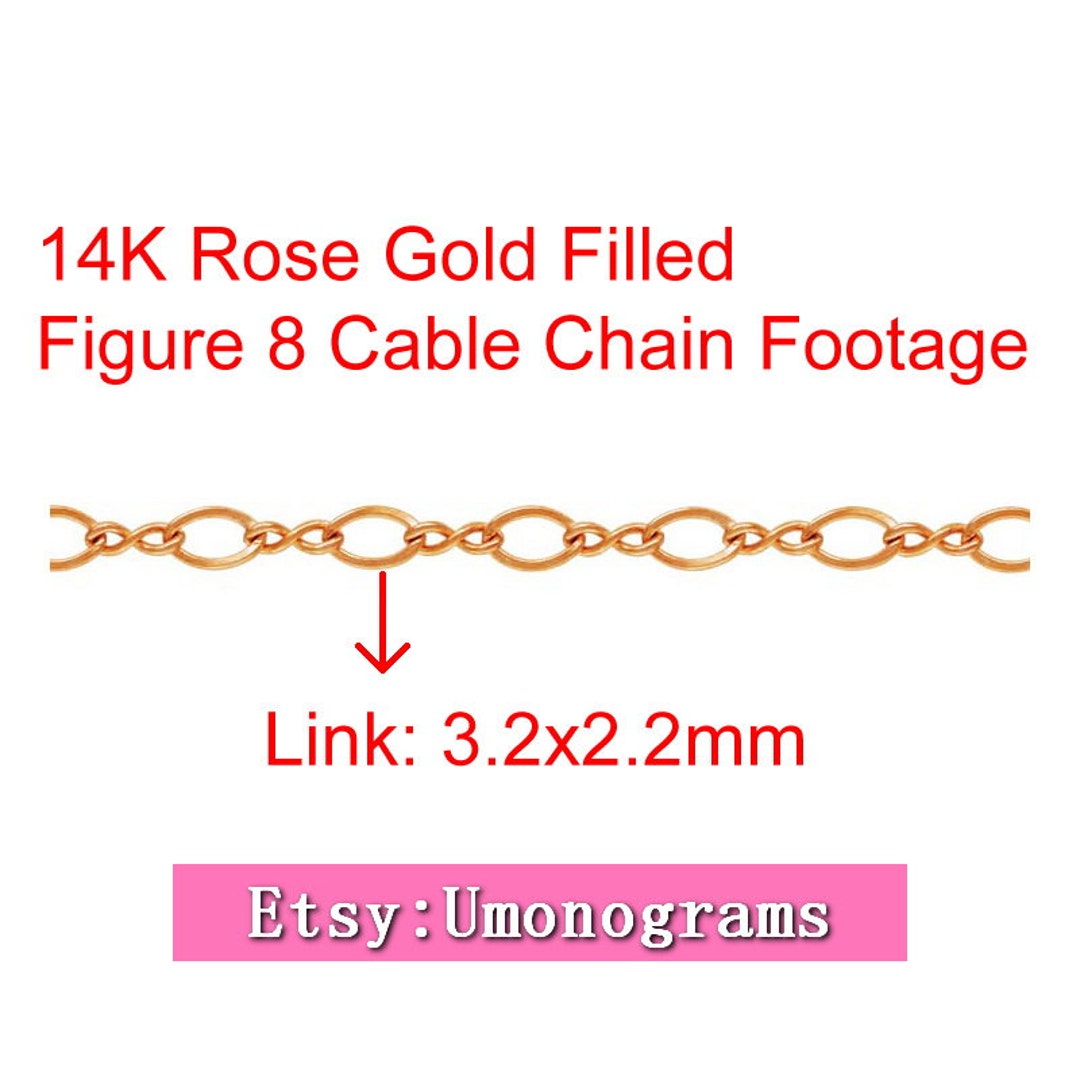14K Rose Gold Filled 2.2mm Figure 8 Cable Chain Footage - Etsy