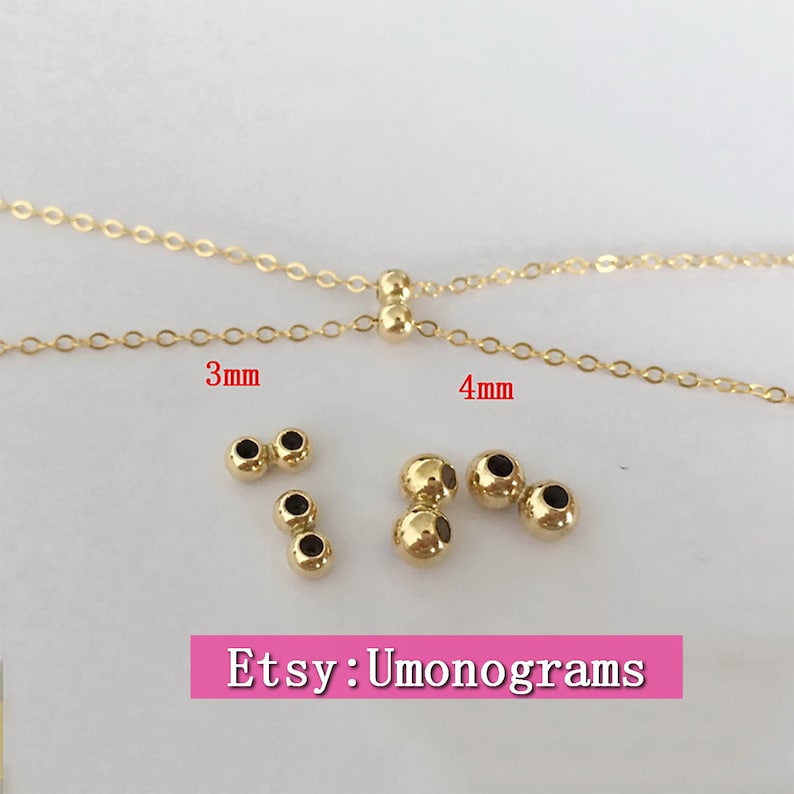 14K Gold Filled Stopper Double Beads 3-4mm Seamless Smart Round ...