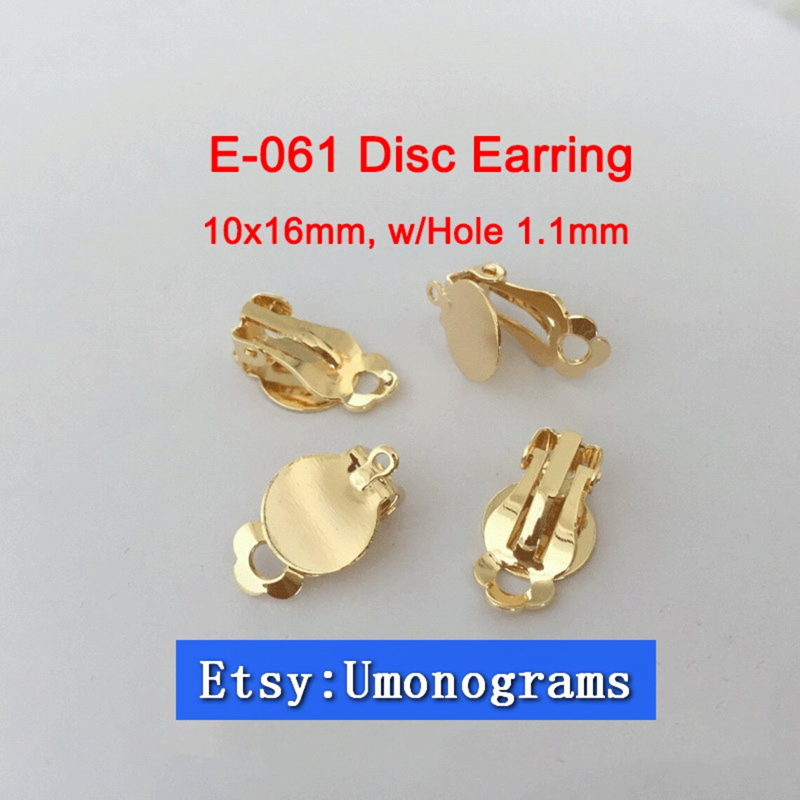 Brass With Gold Plated 14K Clip-on Round Disc Clip W/hole - Etsy