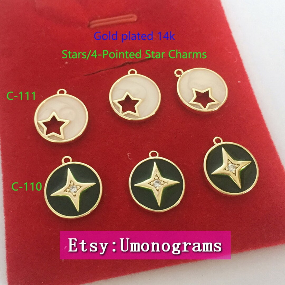 Brass With Gold Plated 14K Stars/4-pointed Star Charms Links E-coated ...