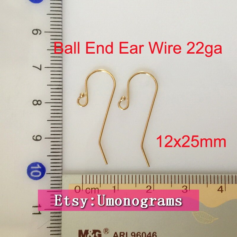 14K Gold Filled Ear Wire Ball End 12x25mm Earring Components | Etsy