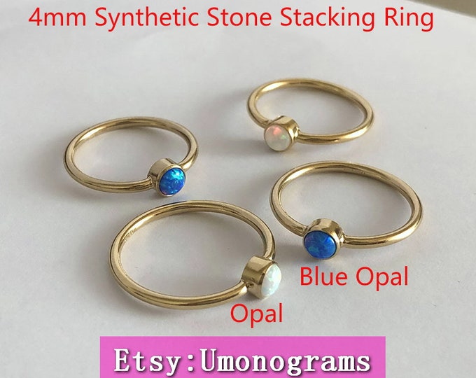 14K Yellow Gold Filled Stacking Ring W/4 2mm White 3A CZ Stone - Etsy