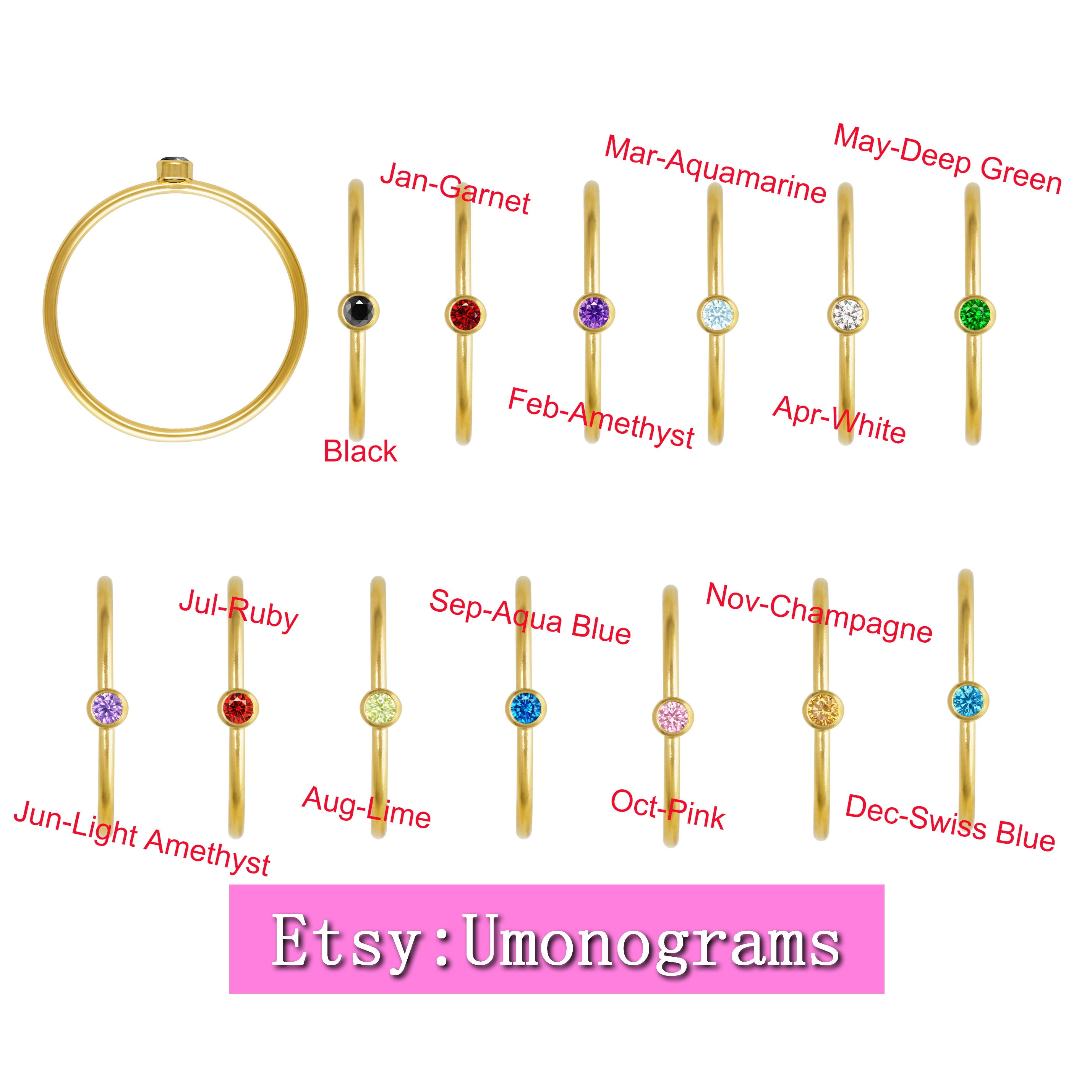 14K Yellow Gold Filled Stacking Ring W/2mm Stone US Size 8 | Etsy