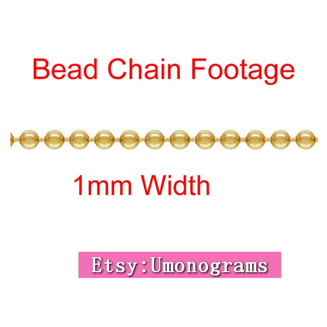 1mm Width Bead Chain Footage Unfinished Round Beads Chain by Foot 14K ...