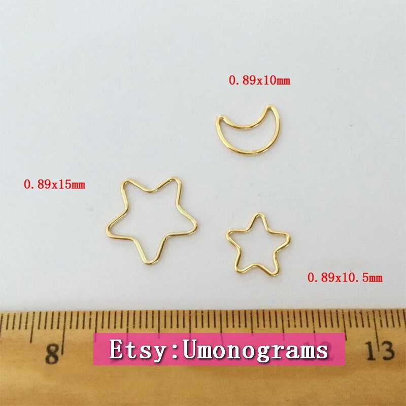 14K Yellow Gold Filled Moon Star Jump Ring Closed 0.89mm Wire 10/10.5 ...
