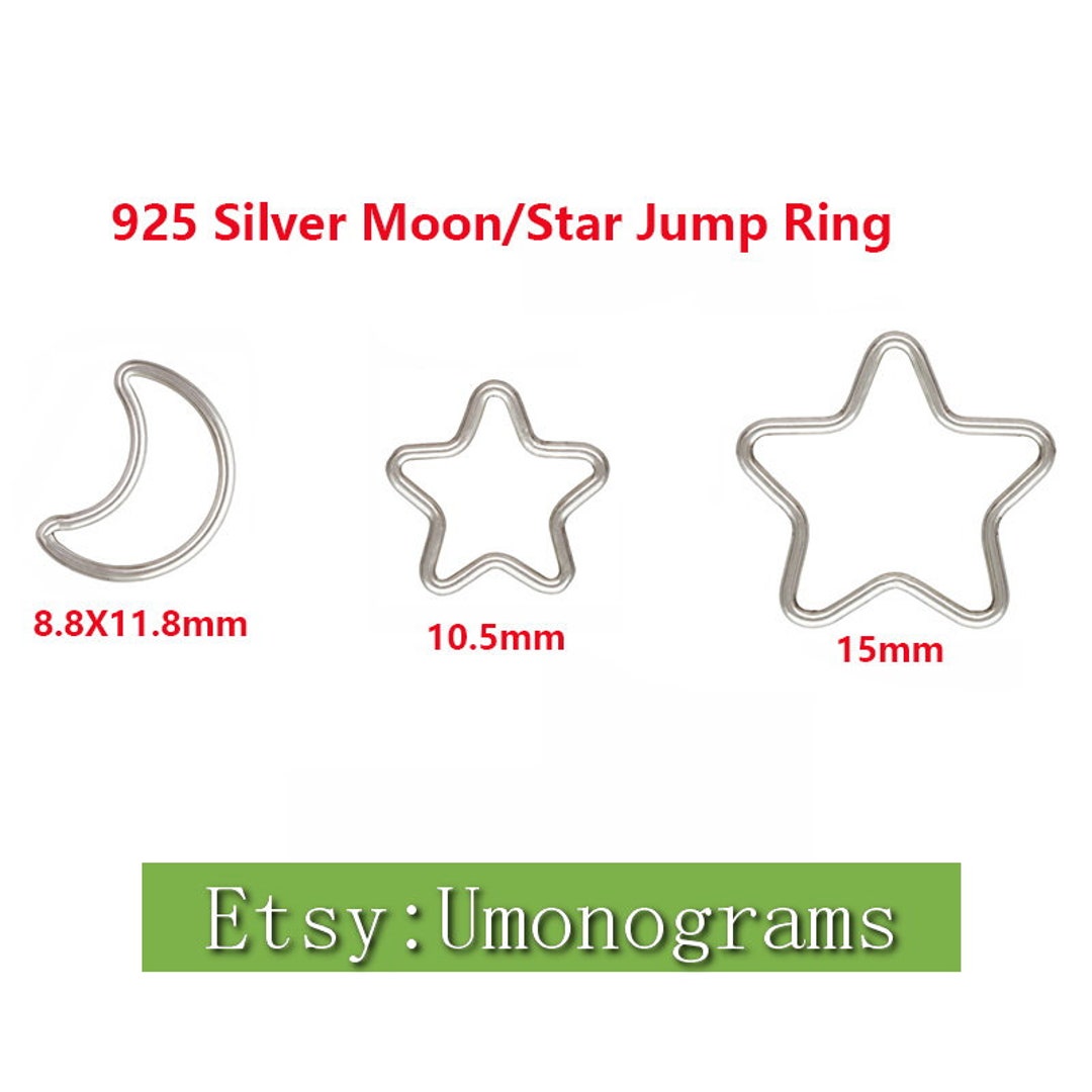 925 Sterling Silver Moon /star Jump Ring Closed, Made in USA, Wholesale ...