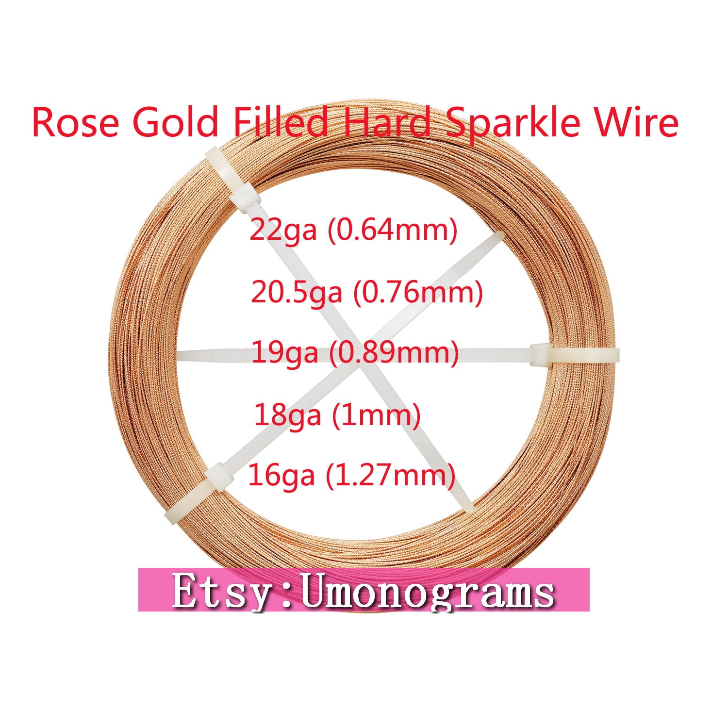 Round Half Hard Craft Wire 14/20 Pink/Rose Gold Filled Wire Half Round ...
