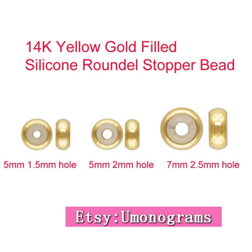 14K Yellow Gold Filled Silicone Roundel Stopper Bead Stopper - Etsy