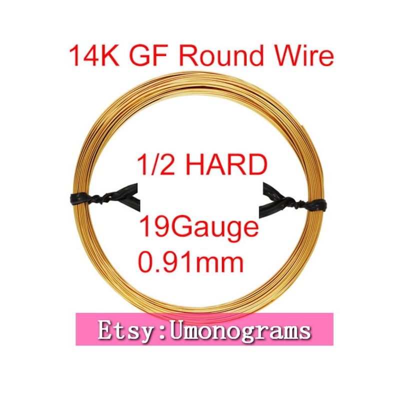19 Gauge 0.036 0.91mm Half Hard Round Wire 14K Yellow - Etsy