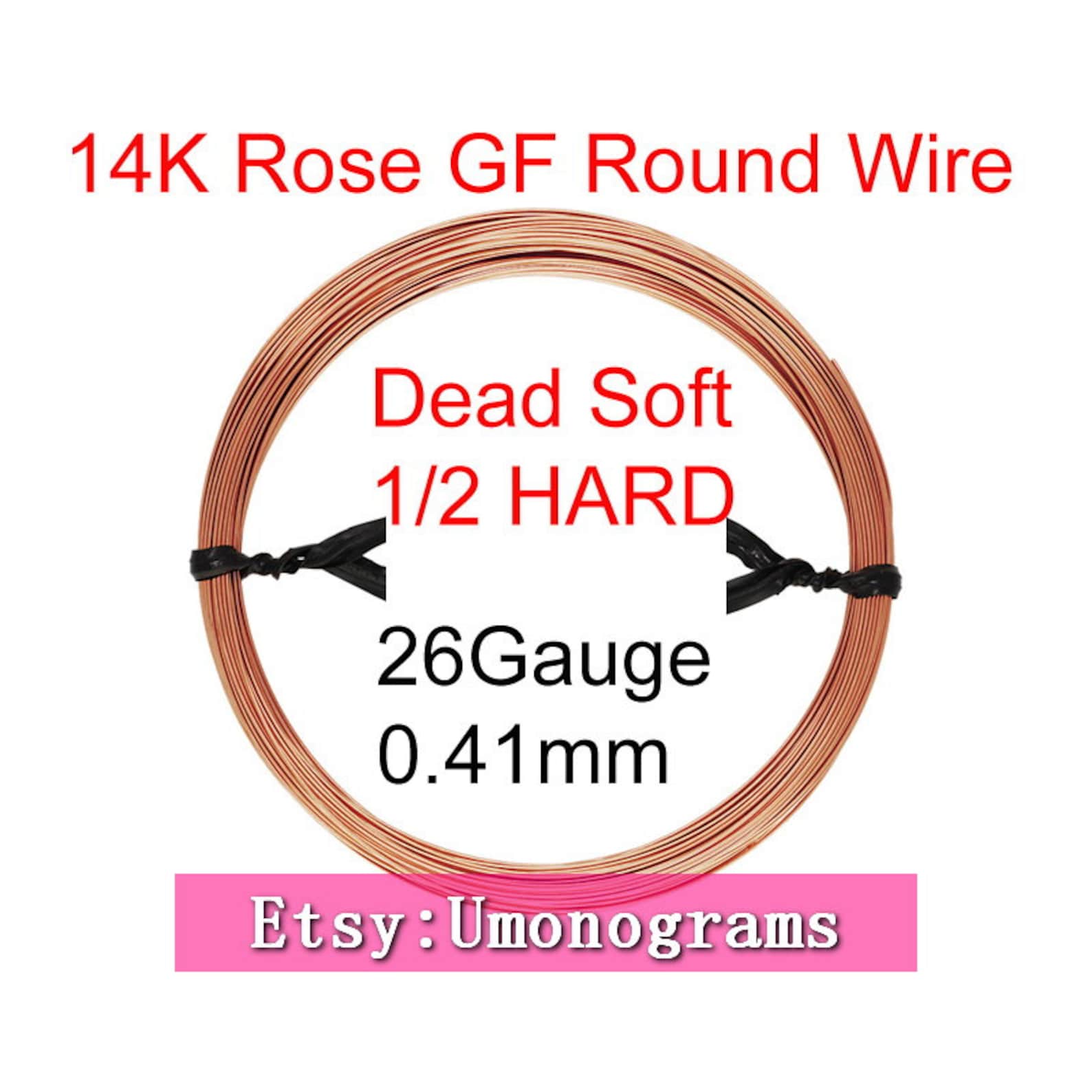 14K Rose Gold Filled 26 Gauge .016" 0.41mm Dead Soft / Half Hard Round ...