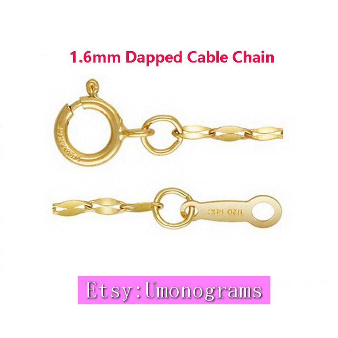 14K Gold Filled 16 Inch/18 Inch/20 Inch 1.6mm Dapped Cable Chain ...