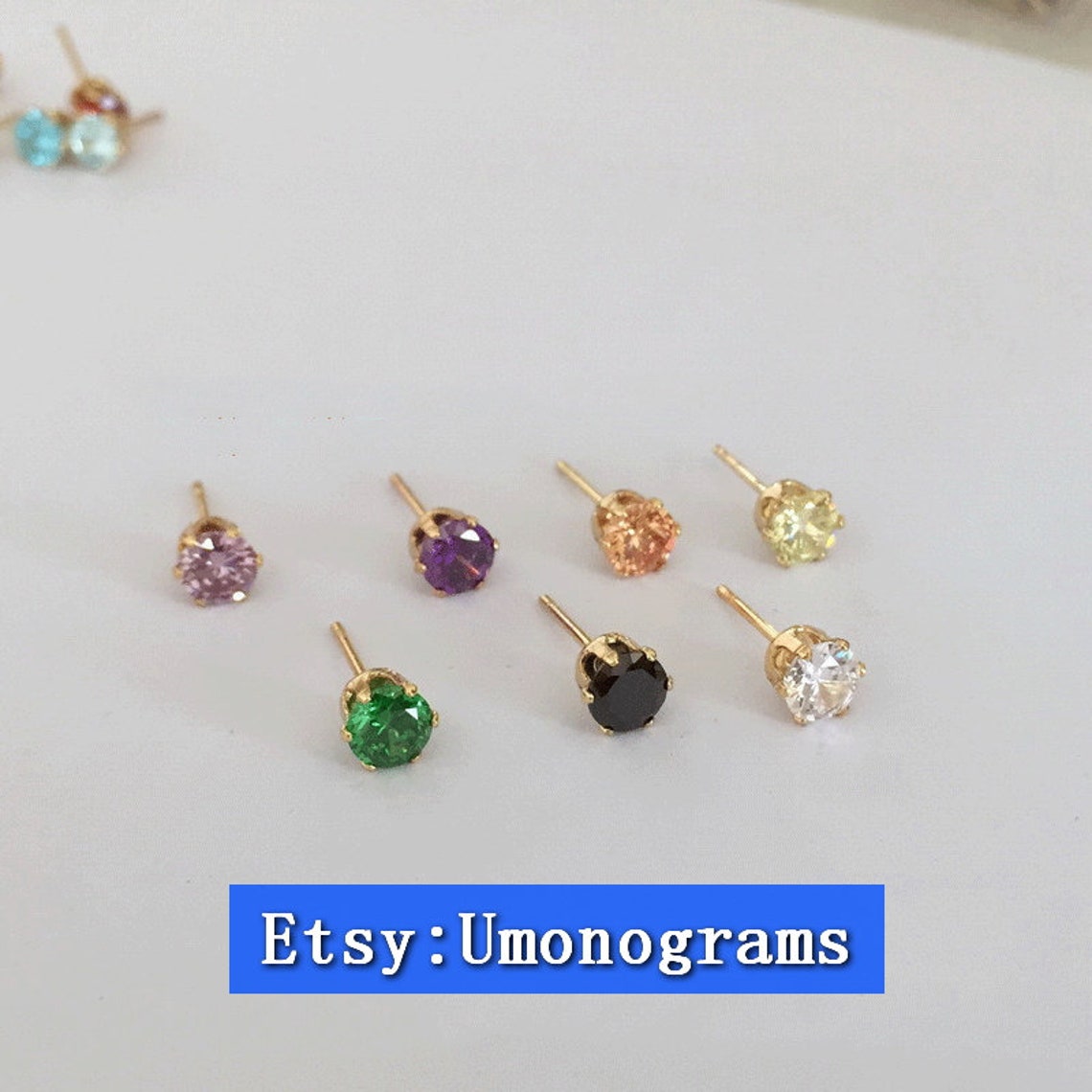 Brass With Gold Plated 14K 6mm Six Claws Snap-in Post W/3a CZ Stone ...