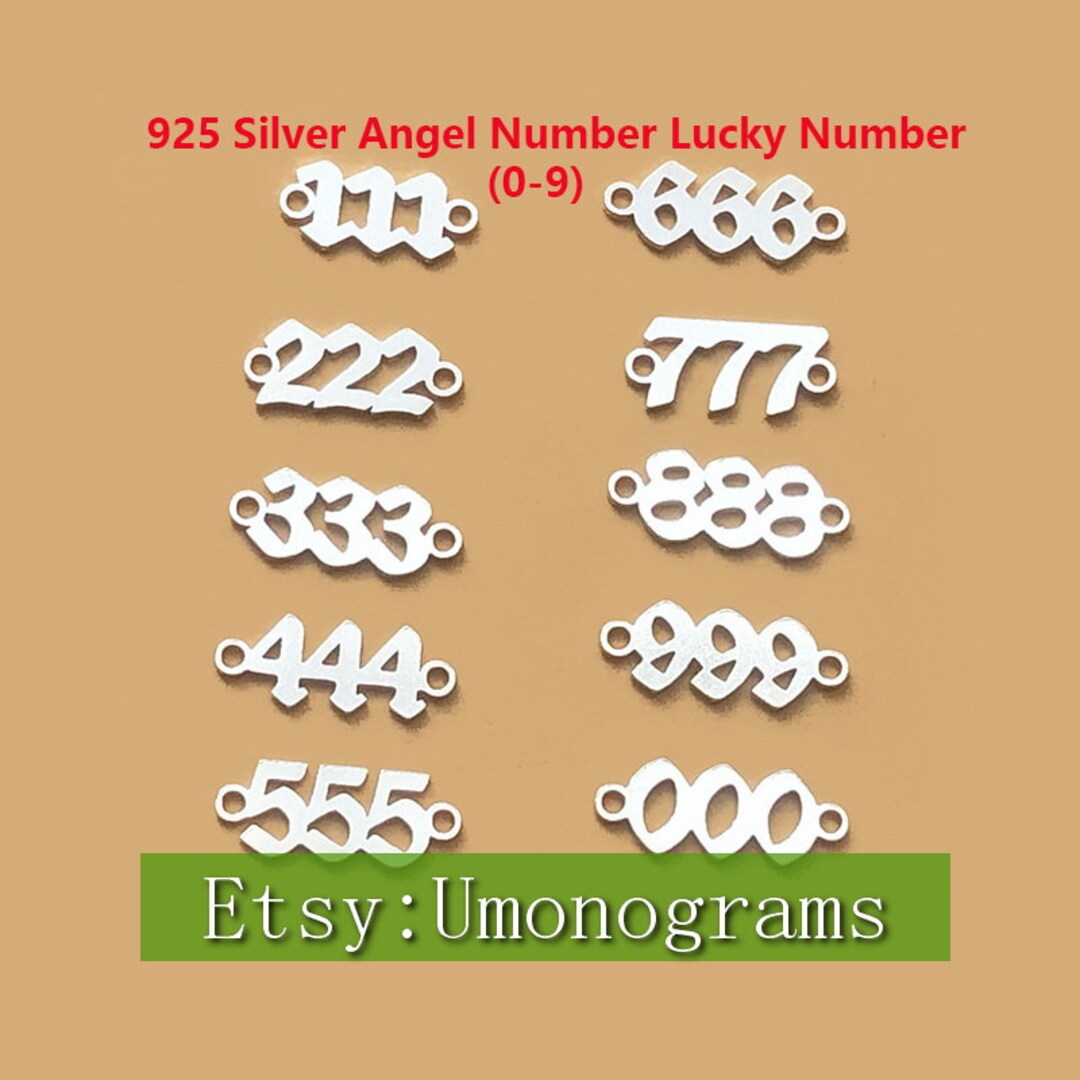 925 Sterling Silver Angel Number Connector 2/hole 24ga (0-9) 0.5mm ...