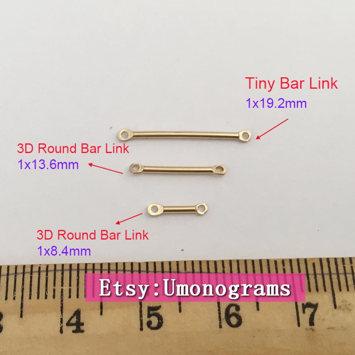 14K Gold Filled 3D Round Bar Link / Tiny Bar Link Shaped Wholesale BULK ...