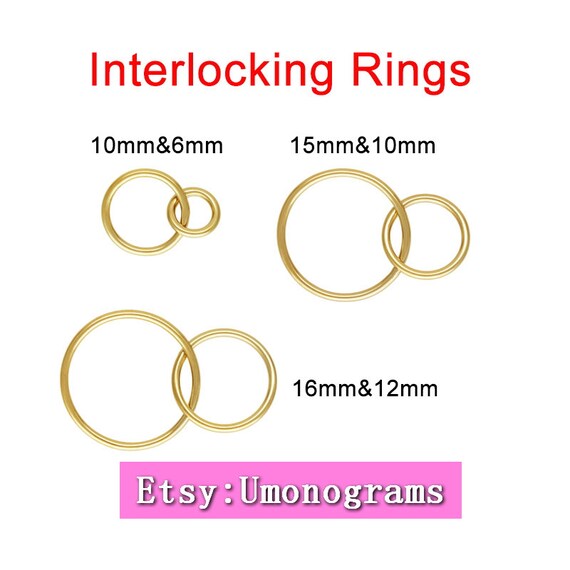 14K Yellow Gold Filled Interlocking Rings 10mm6mm / | Etsy
