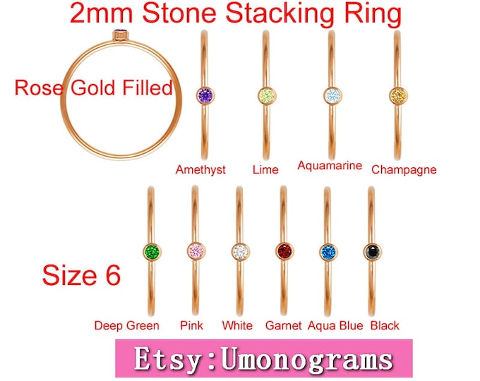 14K Yellow Gold Filled Stacking Ring W/4 2mm White 3A CZ Stone - Etsy