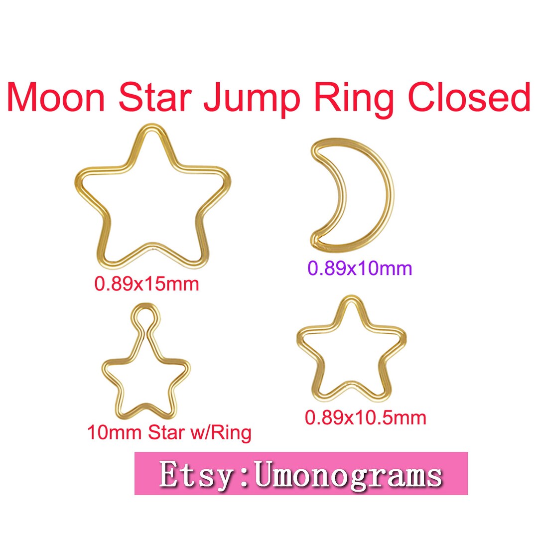 14K Yellow Gold Filled Moon Star Jump Ring Closed 0.89mm Wire 10/10.5 ...
