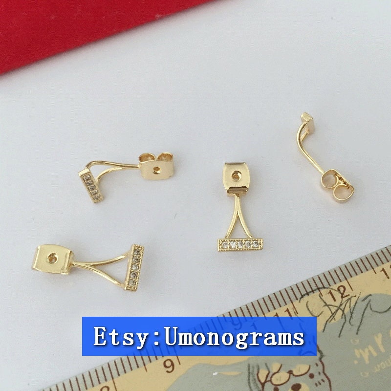 Brass With Gold Plated 14K Ear Nuts Earring Back W/cz Crystal - Etsy