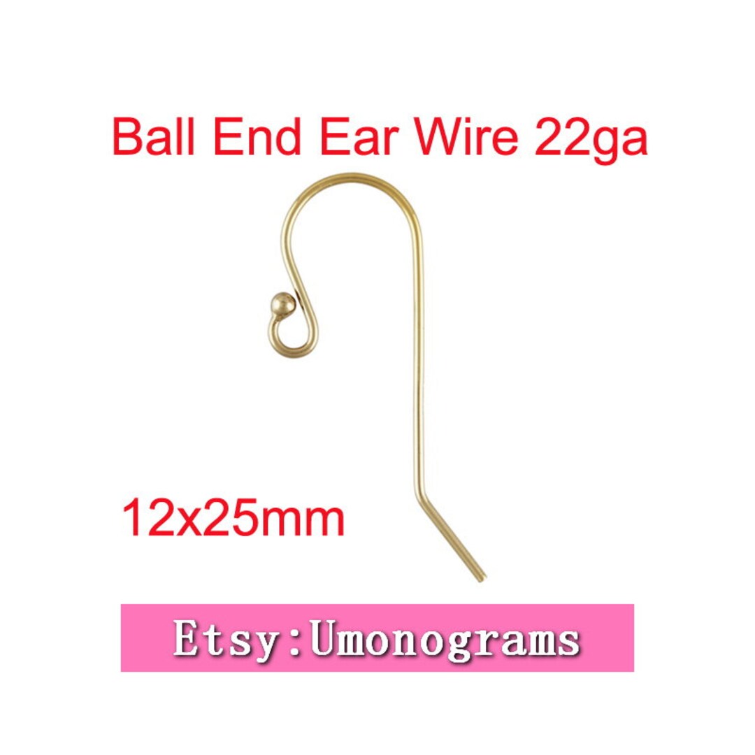 14K Gold Filled Ear Wire Ball End 12x25mm Earring Components Wholesale ...